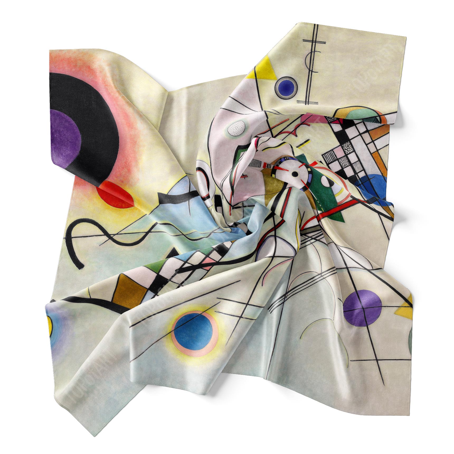 Silk Scarf Composition 8 by Kandinsky - A Masterpiece on Silk - TOPofART