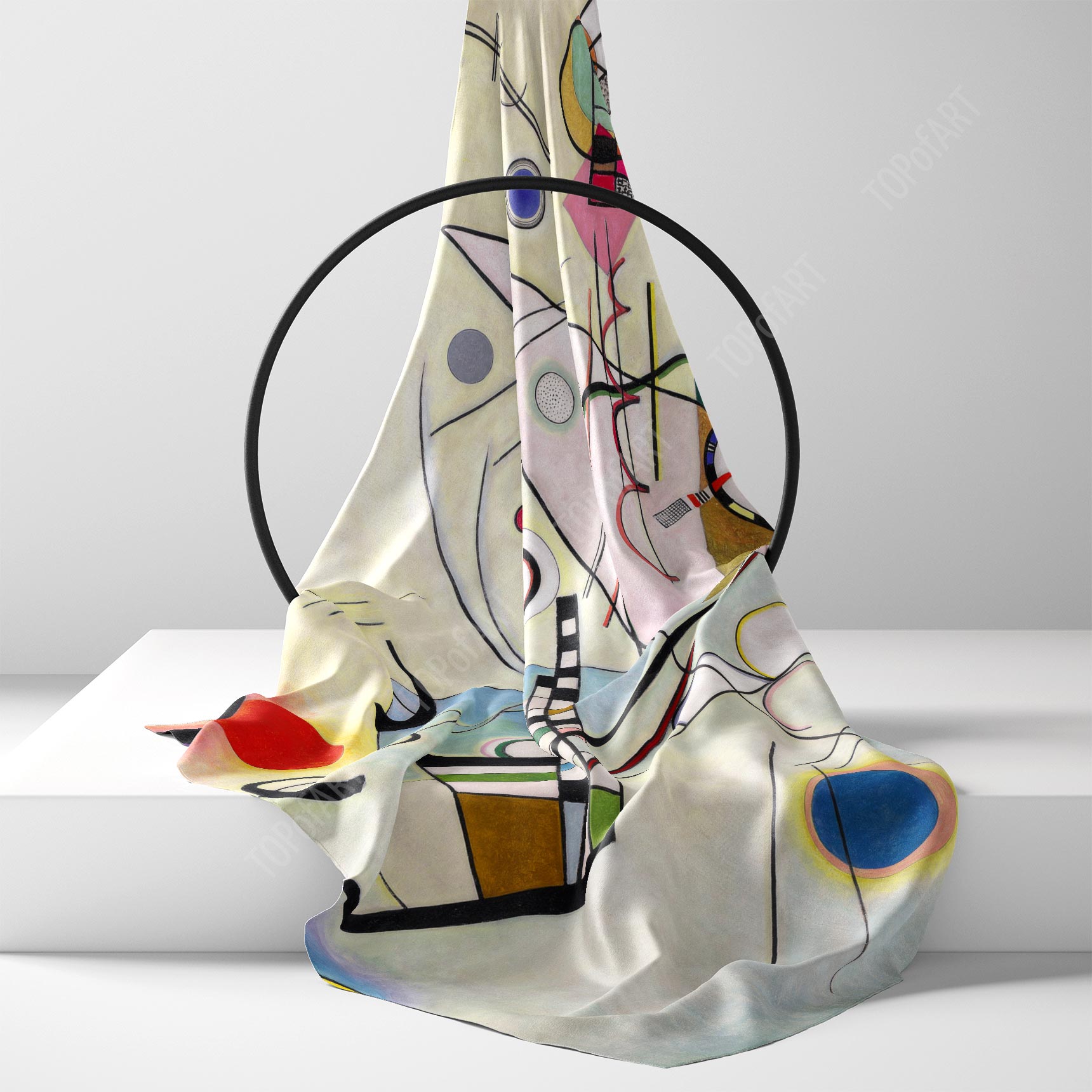 Silk Scarf Composition 8 by Kandinsky - A Masterpiece on Silk - TOPofART