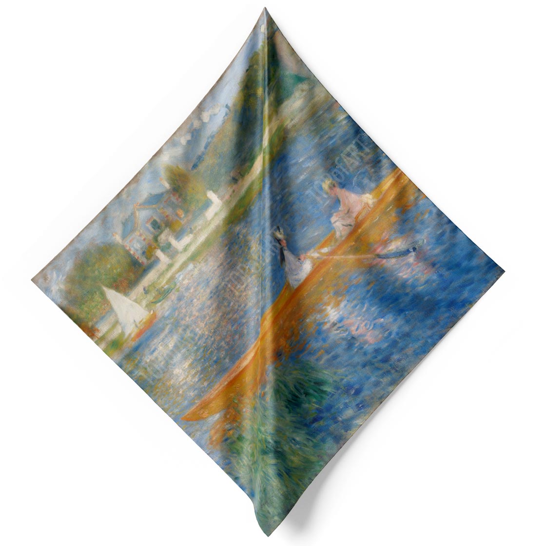 Silk Scarf The Skiff (La Yole) by Renoir - A Masterpiece on Silk - TOPofART